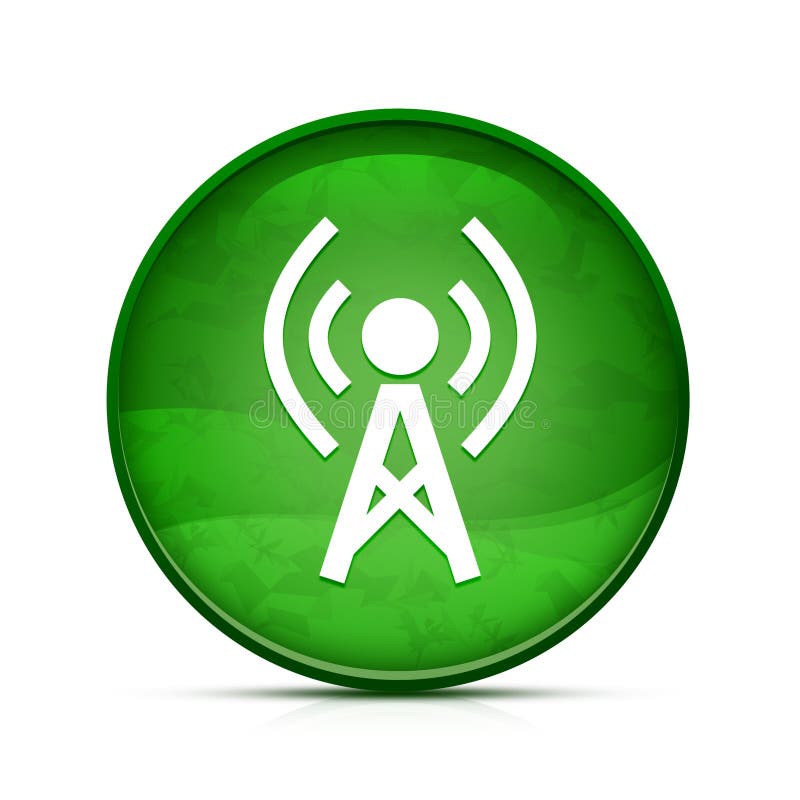 Network Icon on Classy Splash Green Round Button Illustration Stock ...