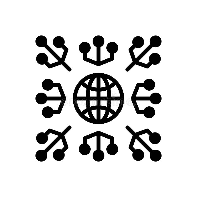 Black Solid Icon for Network, Global and Worldwide Stock Illustration ...