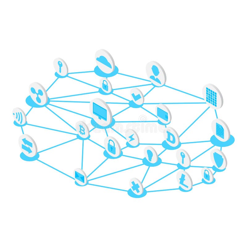 Network Icon, Isometric Style Stock Vector - Illustration of cloud ...