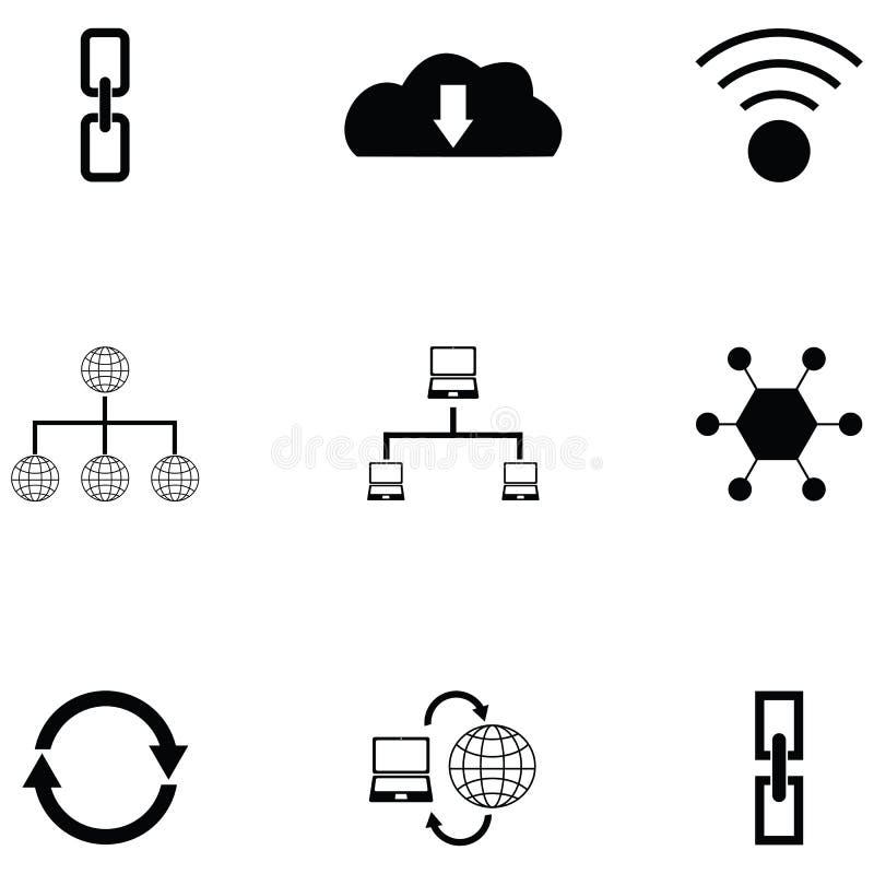 Network icon set stock vector. Illustration of server - 120569435