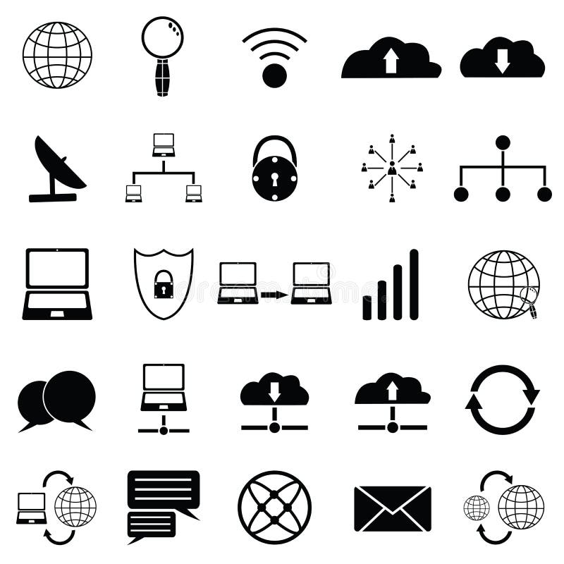 Network icon set stock illustration. Illustration of server - 102681332