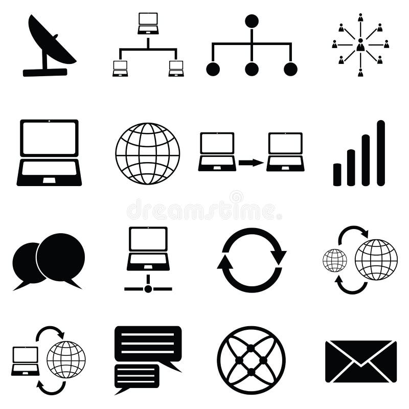 Network icon set stock illustration. Illustration of media - 102681512