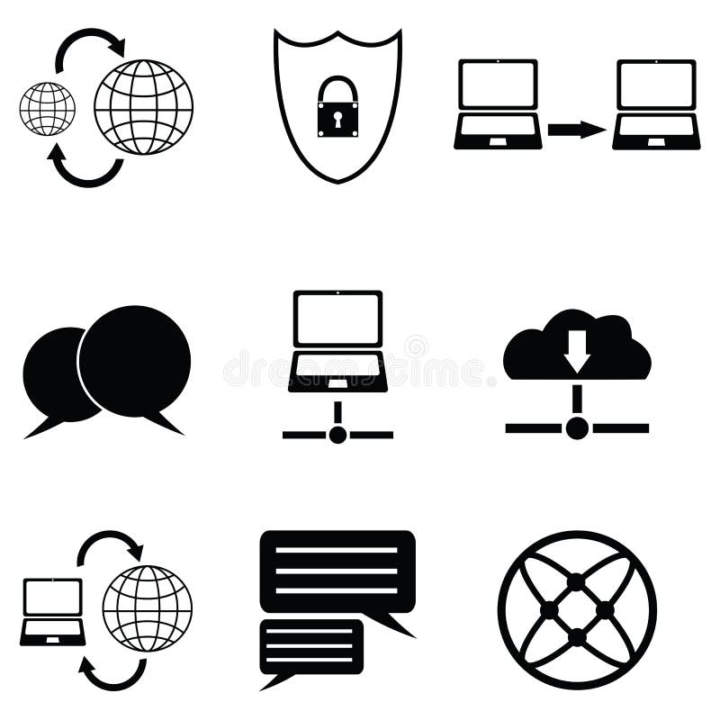Network icon set stock illustration. Illustration of cloud - 102681559