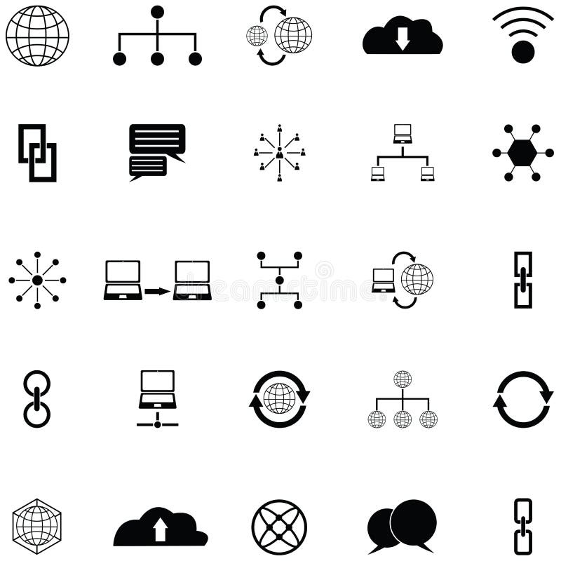 Network icon set stock vector. Illustration of media - 120569417