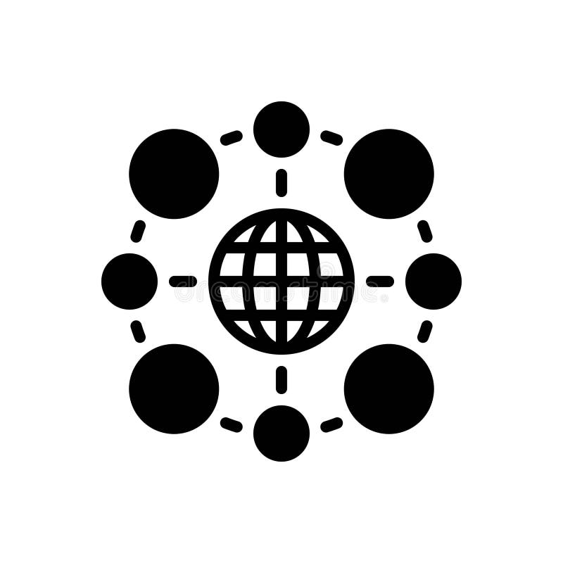 Black Solid Icon for Network, Technology and Global Stock Vector ...