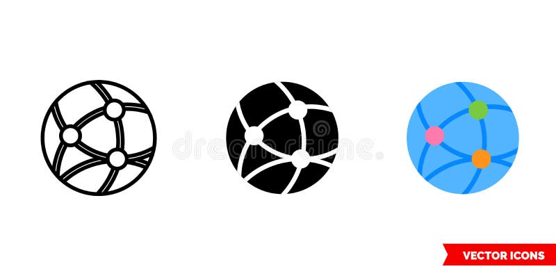Network Icon of 3 Types Color, Black and White, Outline. Isolated ...