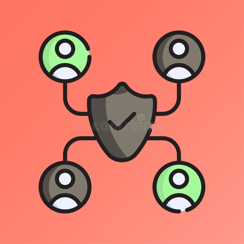 Network Icon Vector Illustration. Flat Outline Cartoon. Cyber Security ...