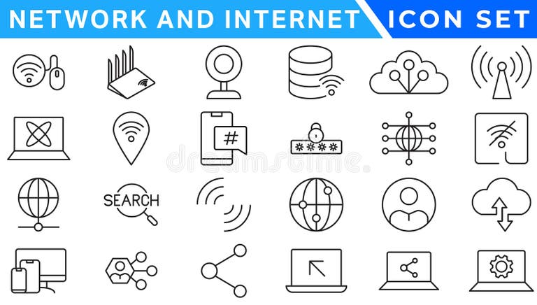 Network Icons. Network Icon Set. Network Line Icons Stock Vector ...