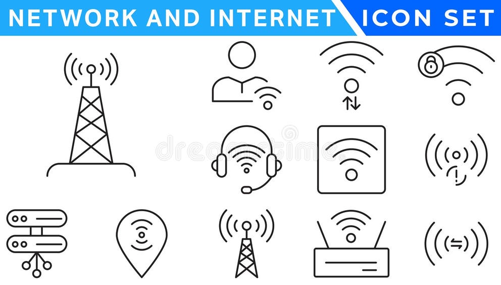 Network Icons. Network Icon Set. Network Line Icons Stock Vector ...