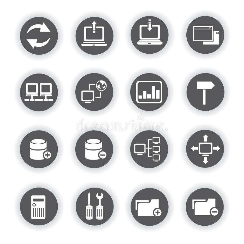 Network Icons, Round Buttons Stock Illustration - Illustration of ...