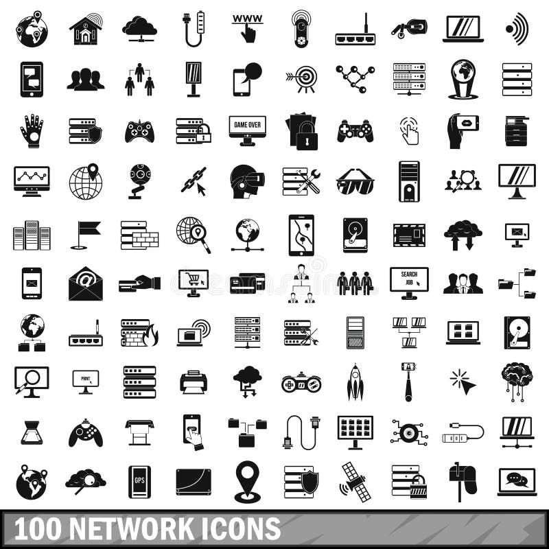100 Network Icons Set, Isometric 3d Style Stock Vector - Illustration ...