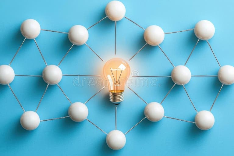 Network of Ideas, Conceptual Light Bulb for Innovation and Connection ...