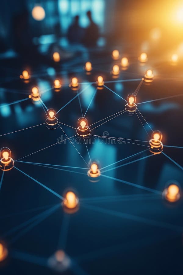 A Network of Illuminated Nodes Visually Represents Professionals ...