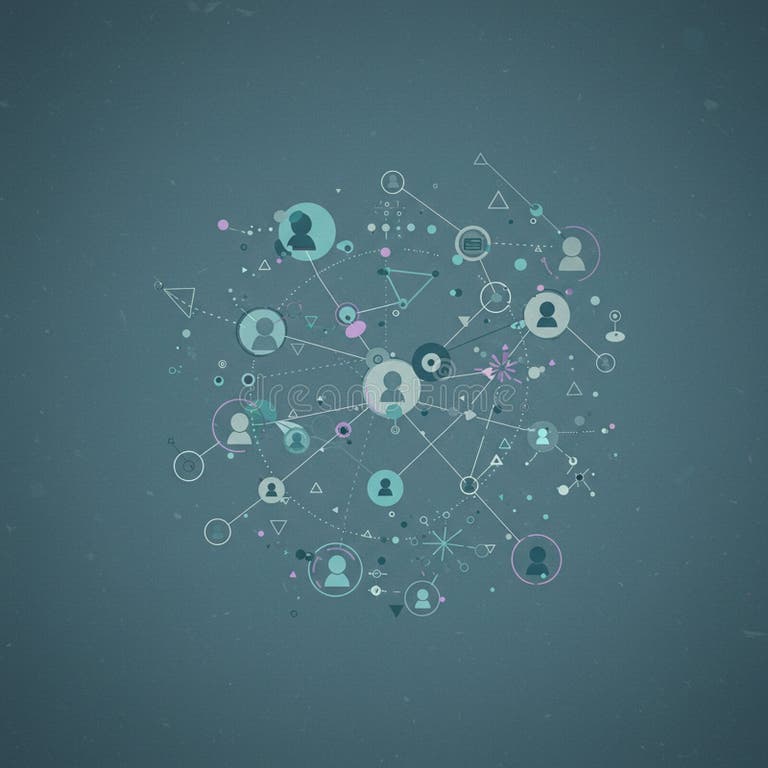 Network Illustration on a Blue Background Featuring Interconnected User ...