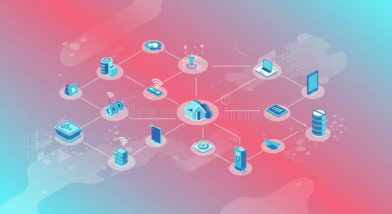 Network Illustration Depicting Interconnected Devices in a Smart Home Ecosystem. Stock ...