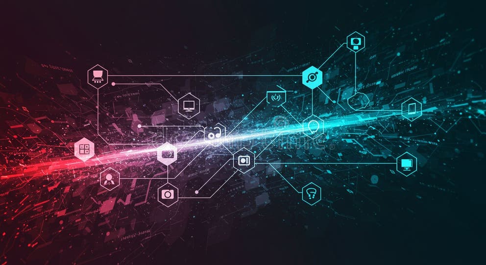 Network Illustration Featuring Interconnected Hexagonal Icons ...