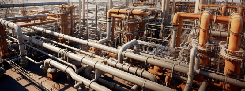 A Network of Industrial Pipelines Transporting Various Substances, with ...