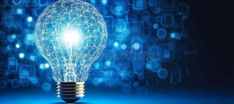 Network Inside Light Bulb on Technology Background, Innovation and ...