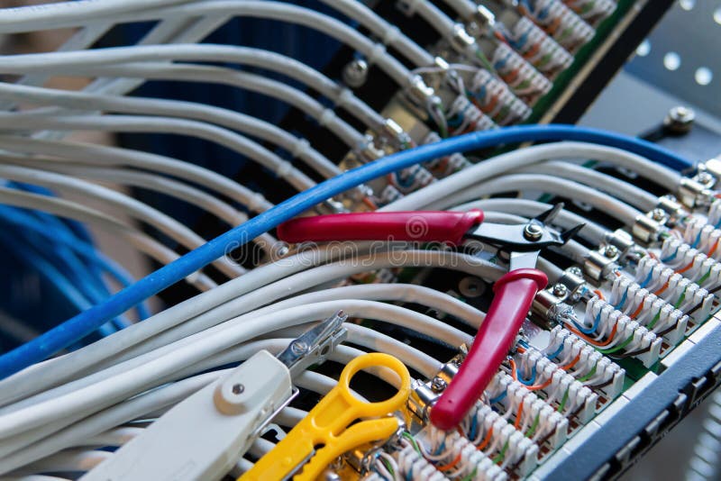 Network Installation. Network Cable on a Network HUB Stock Image ...