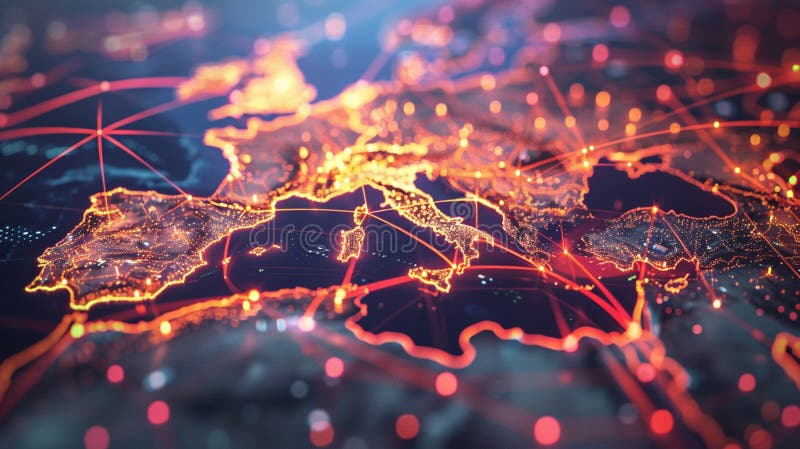 A Network of Interconnected Arrows or Lines between Different Countries ...