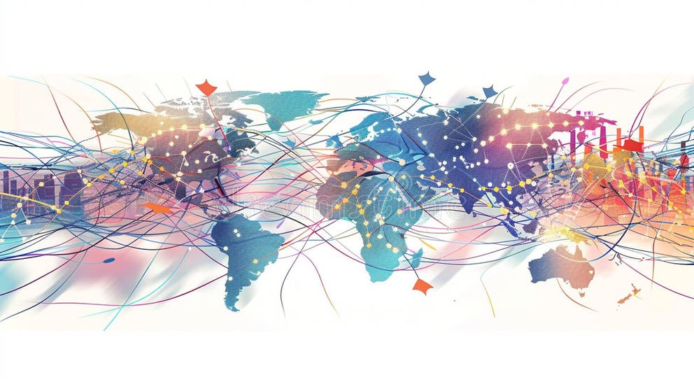 A Network of Interconnected Arrows or Lines between Different Countries ...