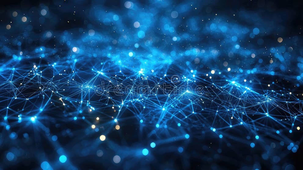 Futuristic Blue Network with Connected Dots, Technology Background for ...