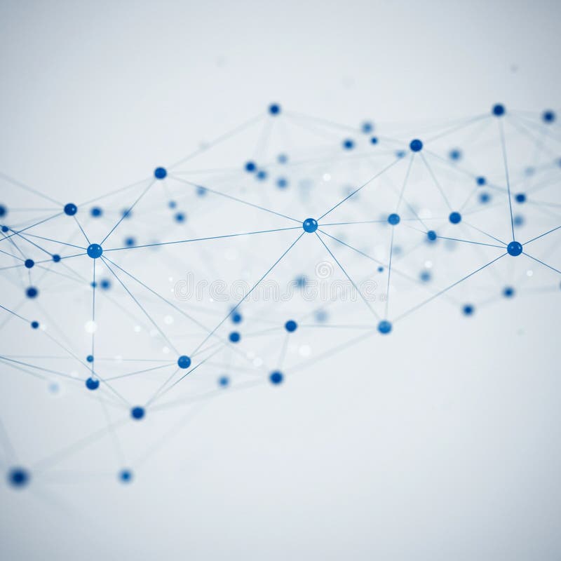 A Network of Interconnected Blue Nodes and Lines on a Light Grey ...