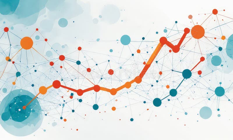 Network Interconnected Blue and Orange Lines and Dots, Resembling Graph ...