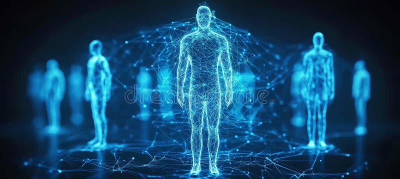 Network of Interconnected Digital Human Forms Symbolizing Global ...