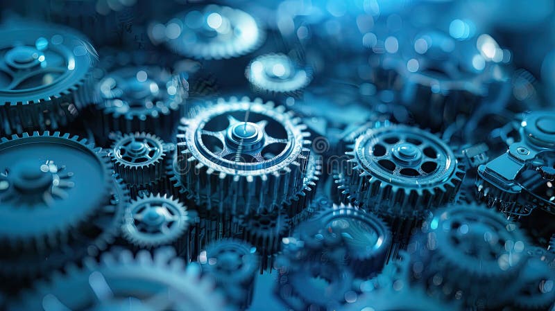 Network of Interconnected Gears Showing Dynamic Relationships between ...