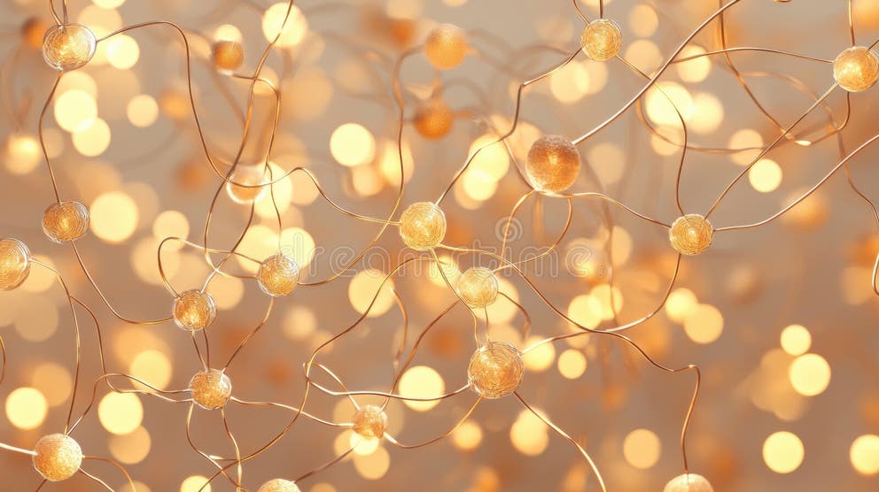 A Network of Interconnected Gold Spheres, Glowing with a Warm, Inviting Light. Stock Photo ...