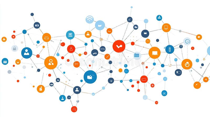 Network of Interconnected Icons Stock Illustration - Illustration of ...