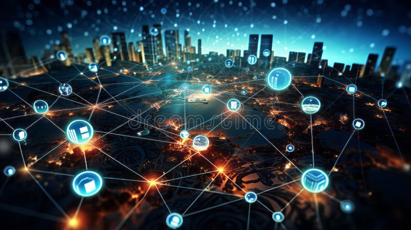 Network of Interconnected Iot Devices Stock Illustration - Illustration ...