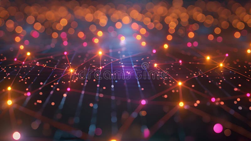 Abstract Network of Lights Depicting Digital Connectivity at Night ...