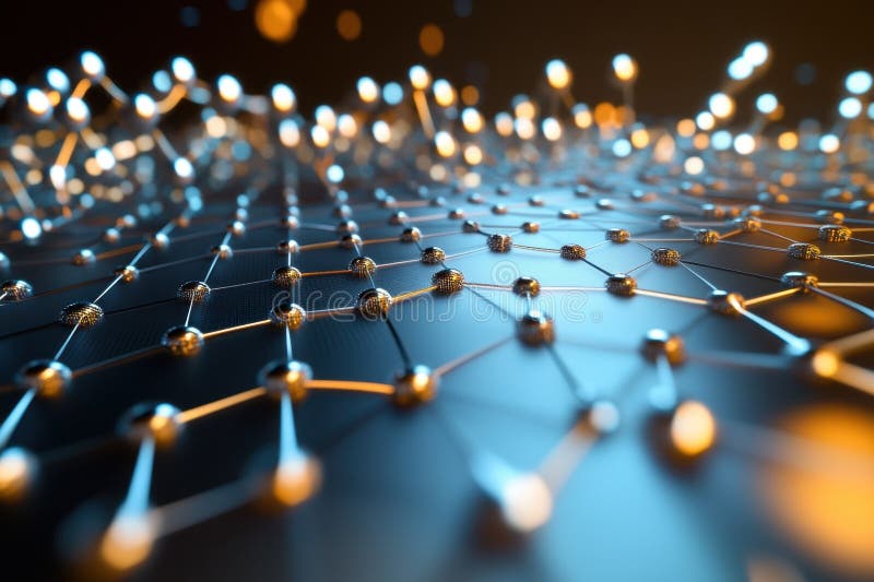 Network of Interconnected Nodes with Glowing Effects Illustrating ...