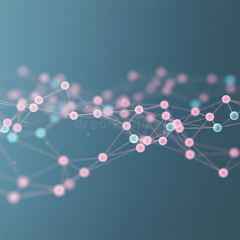 A Network of Interconnected Nodes Represented by Pink and Blue Spheres ...