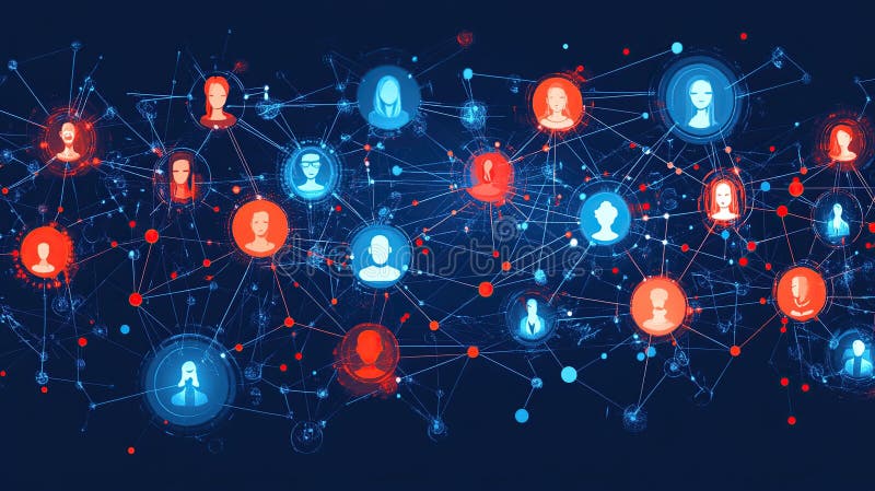 A Network of Interconnected People Icons, Digitally Rendered, with ...