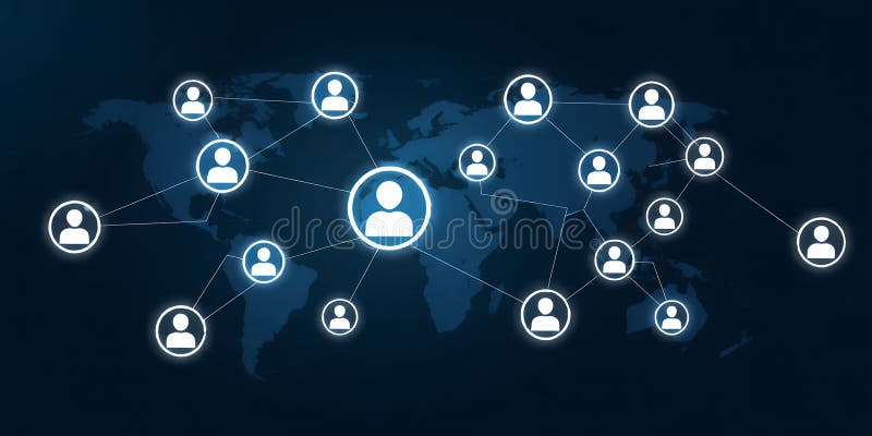 A Network of Interconnected People Icons Over a World Map on a Dark ...