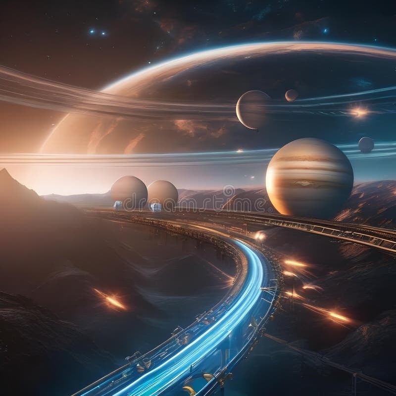 A Network of Interconnected Space Stations Orbiting a Gas Giant, Linked ...