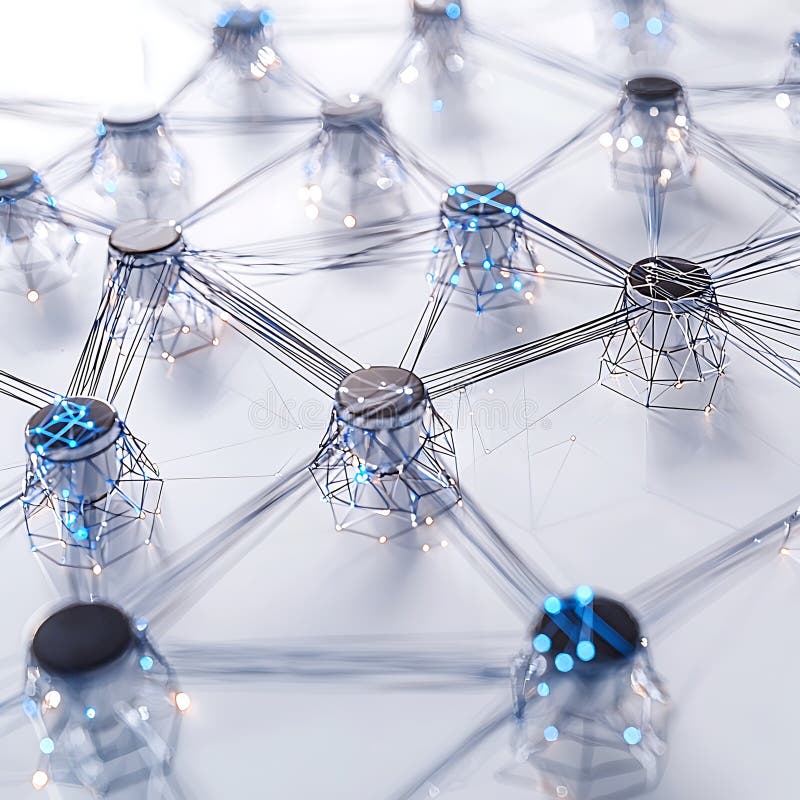 A Network of Interconnected Spheres with a Blue Hue Stock Illustration ...