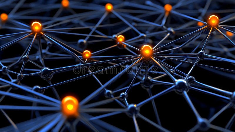 A Network of Interconnected Spheres on a Vivid Blue Background ...