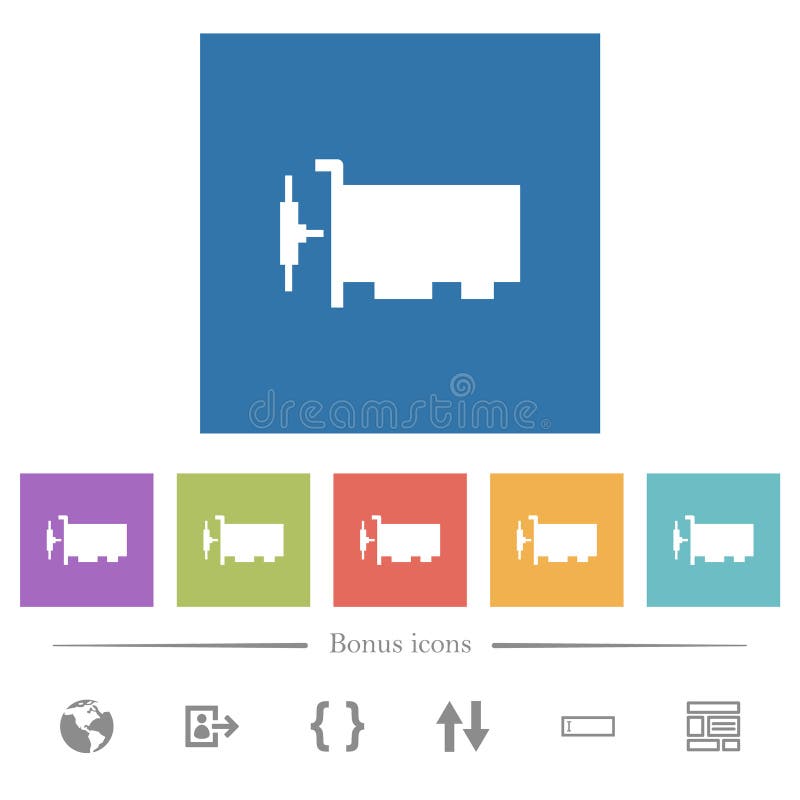 Network Interface Card Flat White Icons in Square Backgrounds Stock ...