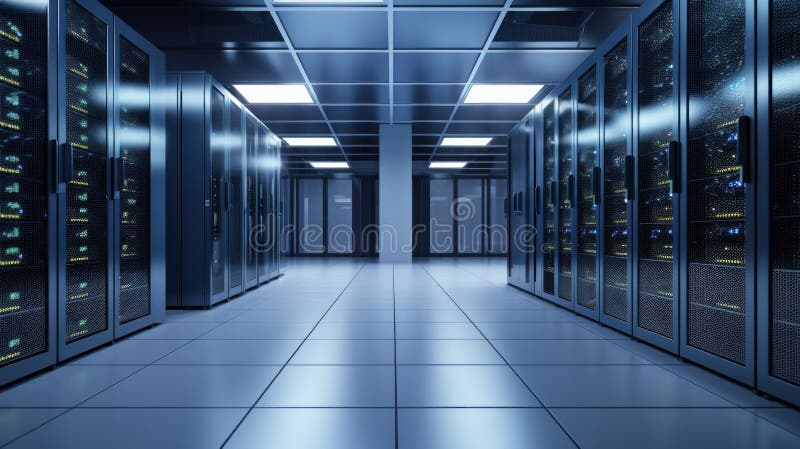Interior of a Server Room, Where Server Towers are Visible on the Left ...