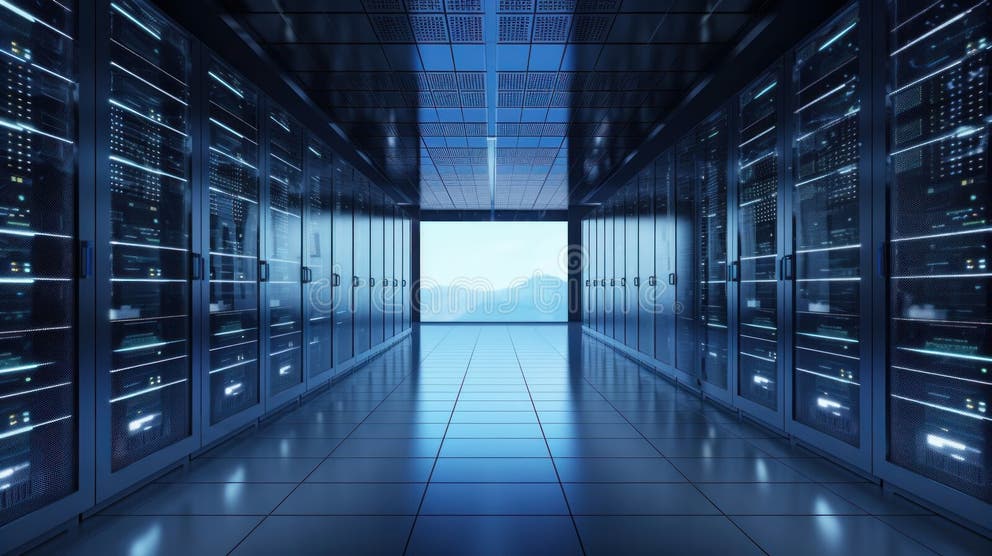 Network and Internet Communication Technology Concept, Data Center ...