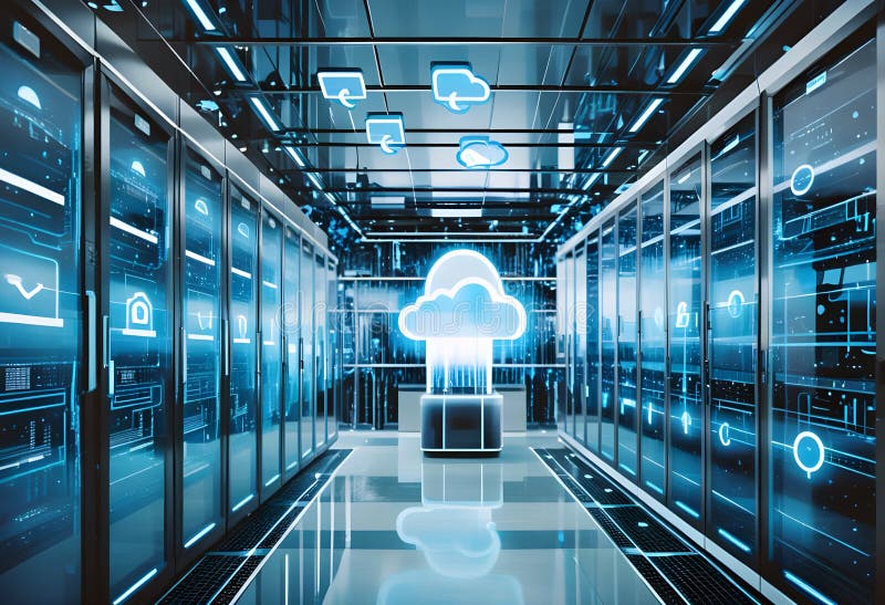 Network and Internet Communication Technology Concept, Data Center ...