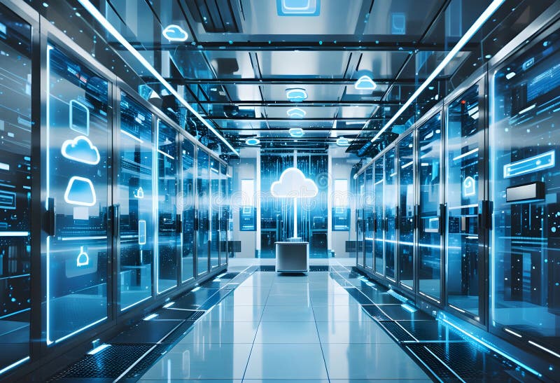 Network and Internet Communication Technology Concept, Data Center ...