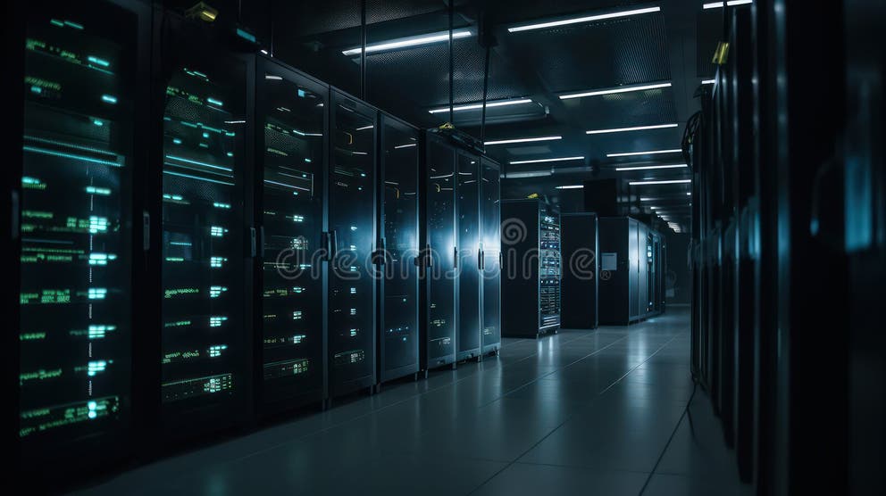 Network and Internet Communication Technology Concept, Data Center ...