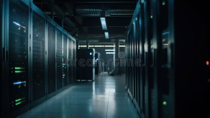 Network and Internet Communication Technology Concept, Data Center ...