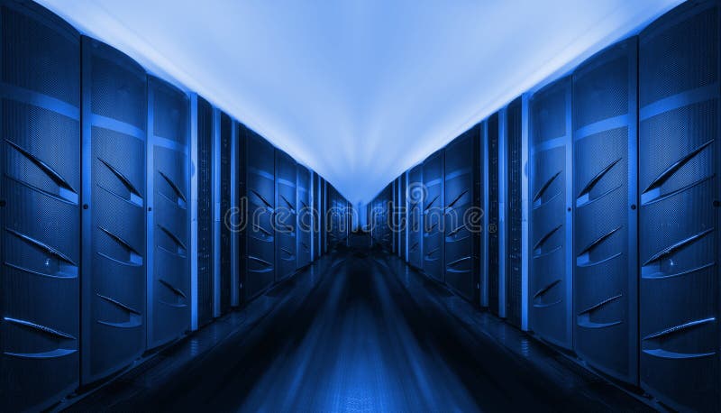 Rows of Server Hardware Box Server Rack in Data Center Server Room ...