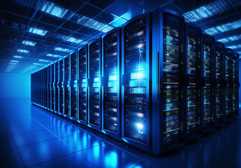 Server Center Room Modern Interior Stock Illustration - Illustration of ...